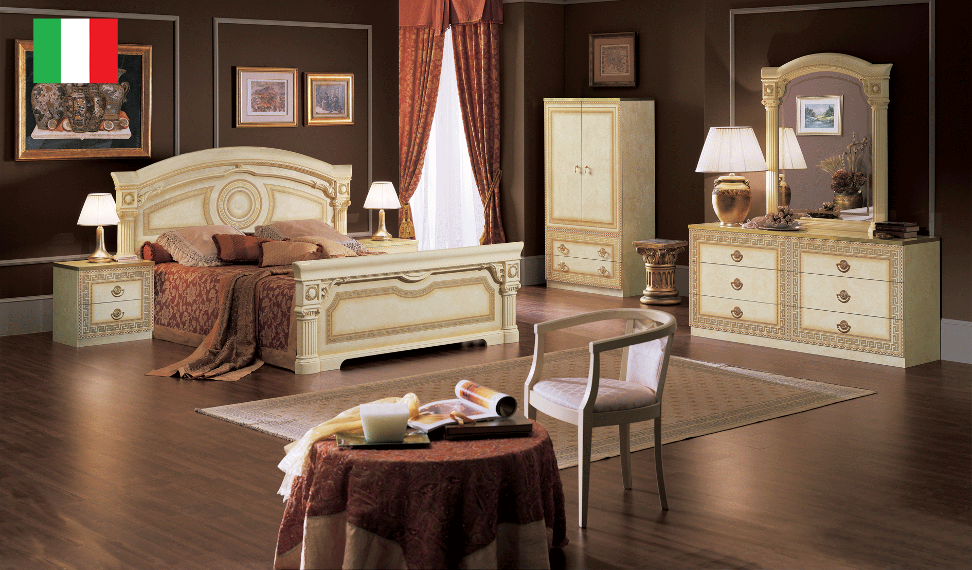Aida Ivory Bedroom w/Gold, Camelgroup Italy SET | Furniture store "Bravohome" - sale of ...